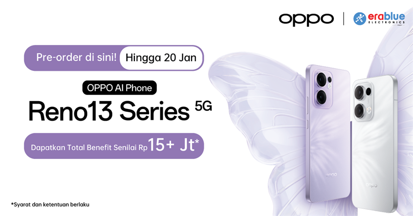 Resmi Dibuka! Pre-Order HP OPPO Reno 13 Series 5G Terbaru | erablue.id