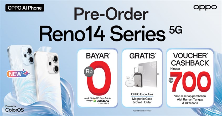 Pre-Order OPPO Reno14 Series, Bonus Jutaan Rupiah! | erablue.id