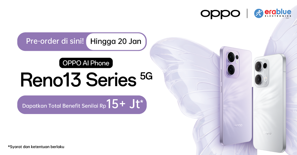 Resmi Dibuka! Pre-Order HP OPPO Reno 13 Series 5G Terbaru | erablue.id