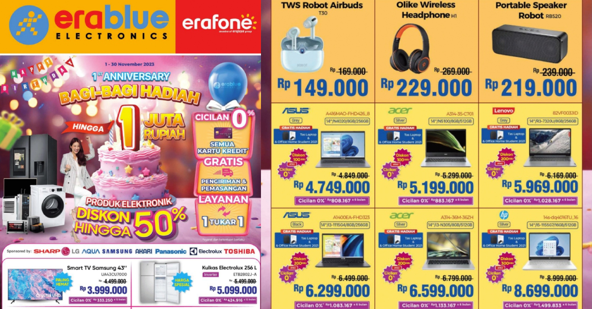 EraBlue Ulang Tahun, Bagi-Bagi Hadiah hingga 1 Juta Rupiah! | erablue.id