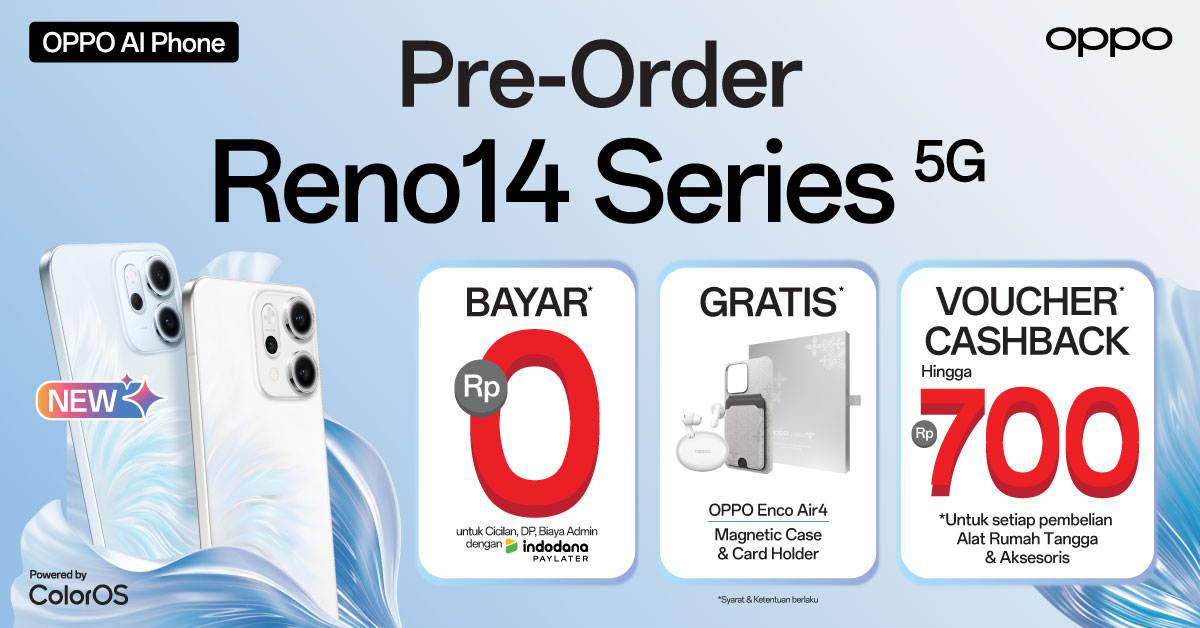 Pre-Order OPPO Reno14 Series, Bonus Jutaan Rupiah! | erablue.id
